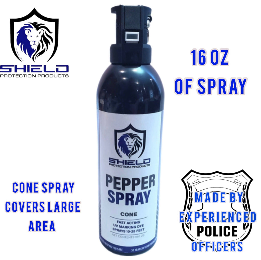 Pistol Grip Pepper Spray- 16 Ounce CONE – Shield Protection Products LLC.
